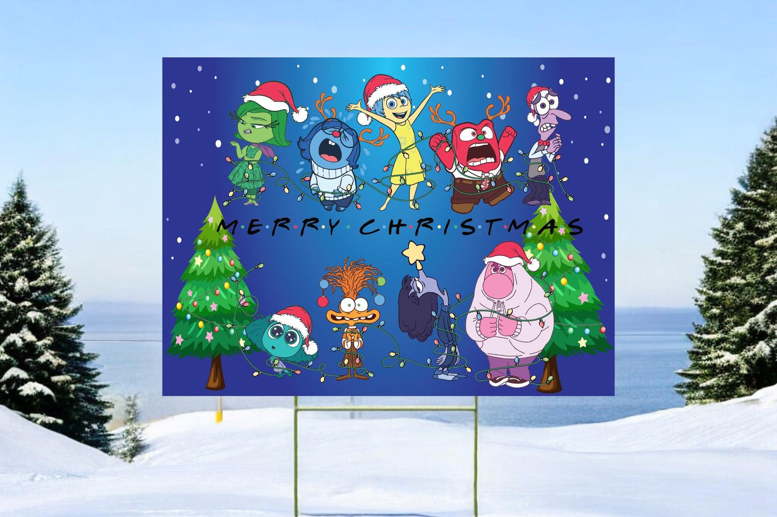 Inside Out Merry Christmas Yard Sign, Christmas Party Inside Out Sign ...