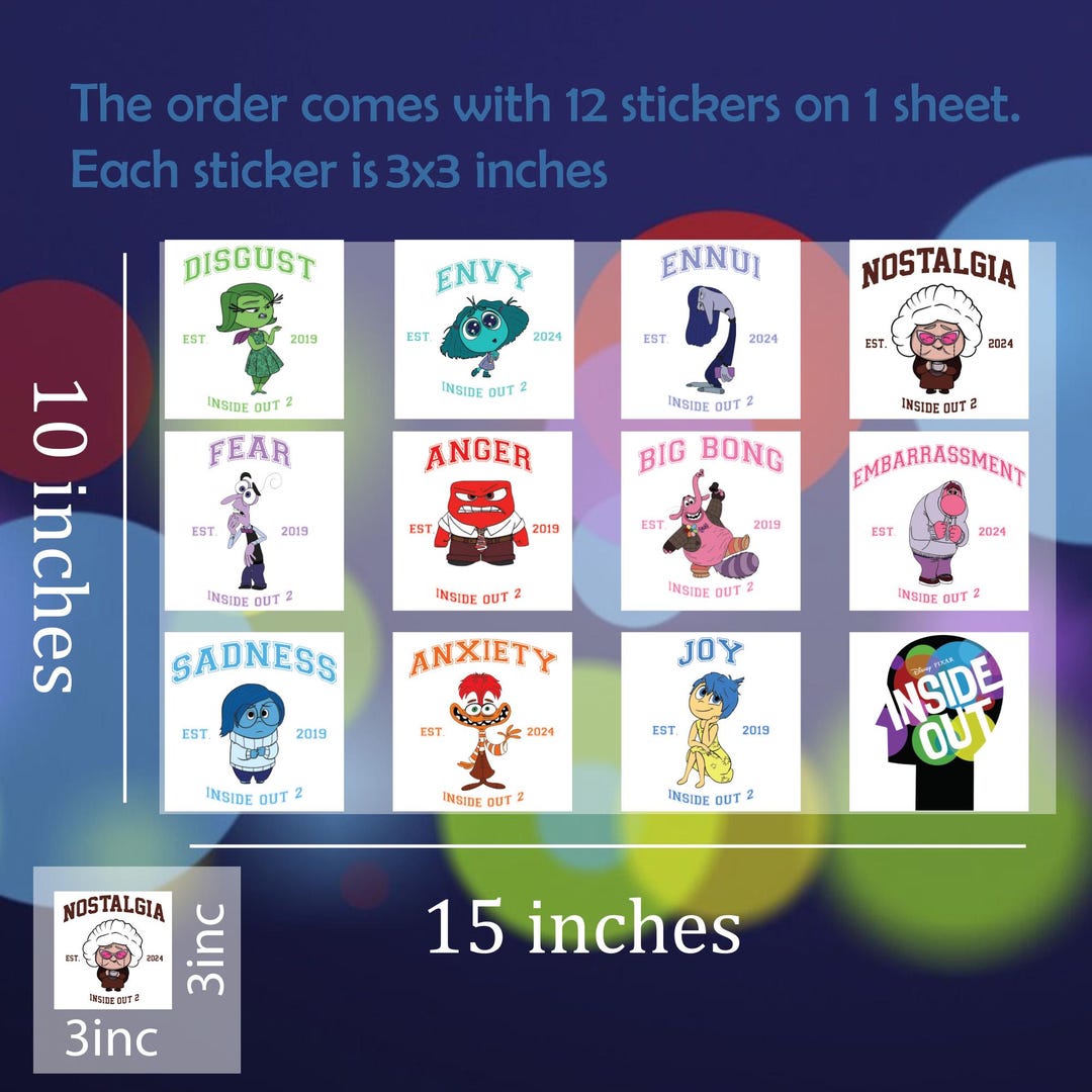 Disney Pixar Inside Out 2 Emotions Sticker, Emotion Decals, Disney ...