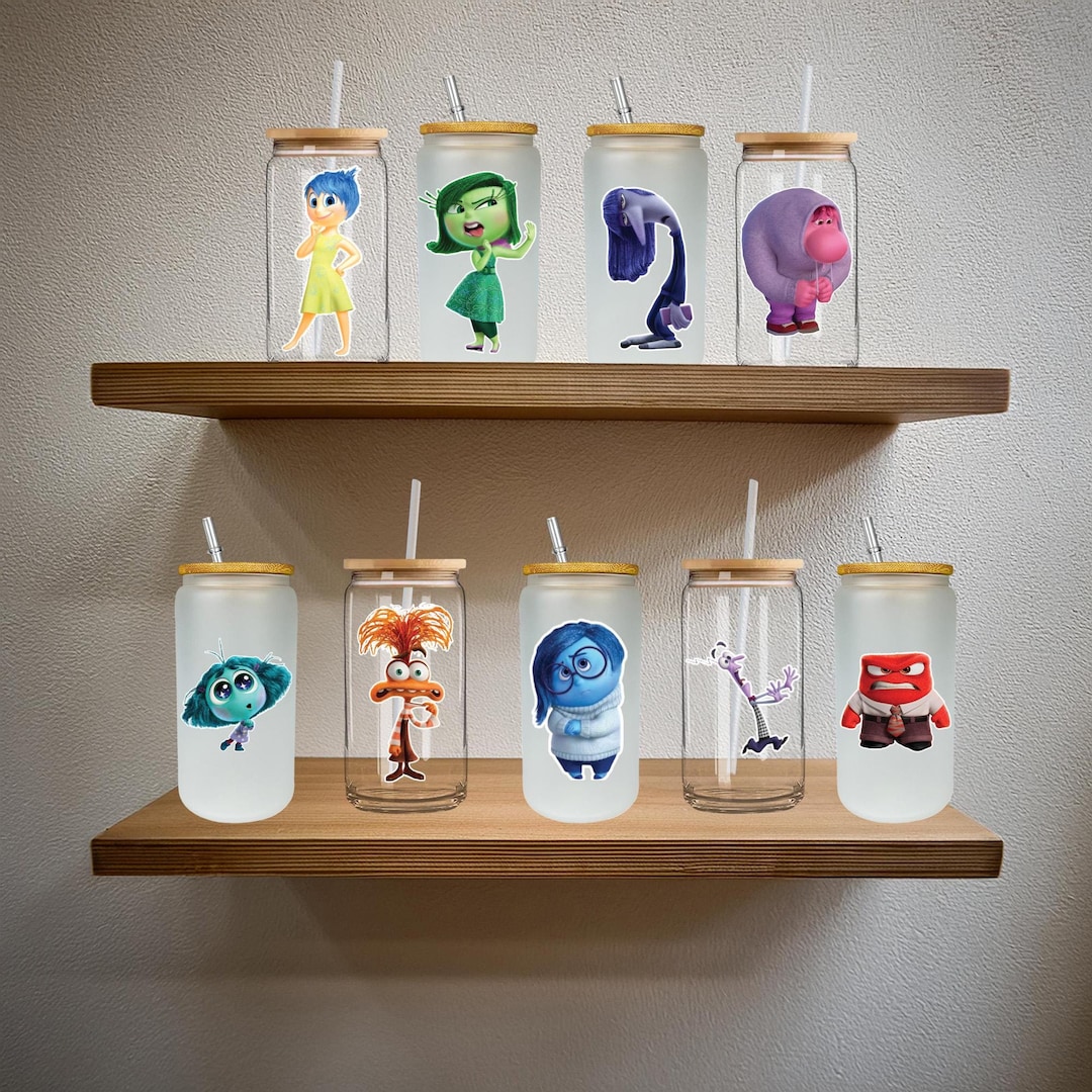 Inside Out 2 Glass Tumblers, Inside Out 2 Emotion Glass Cups, Inside ...