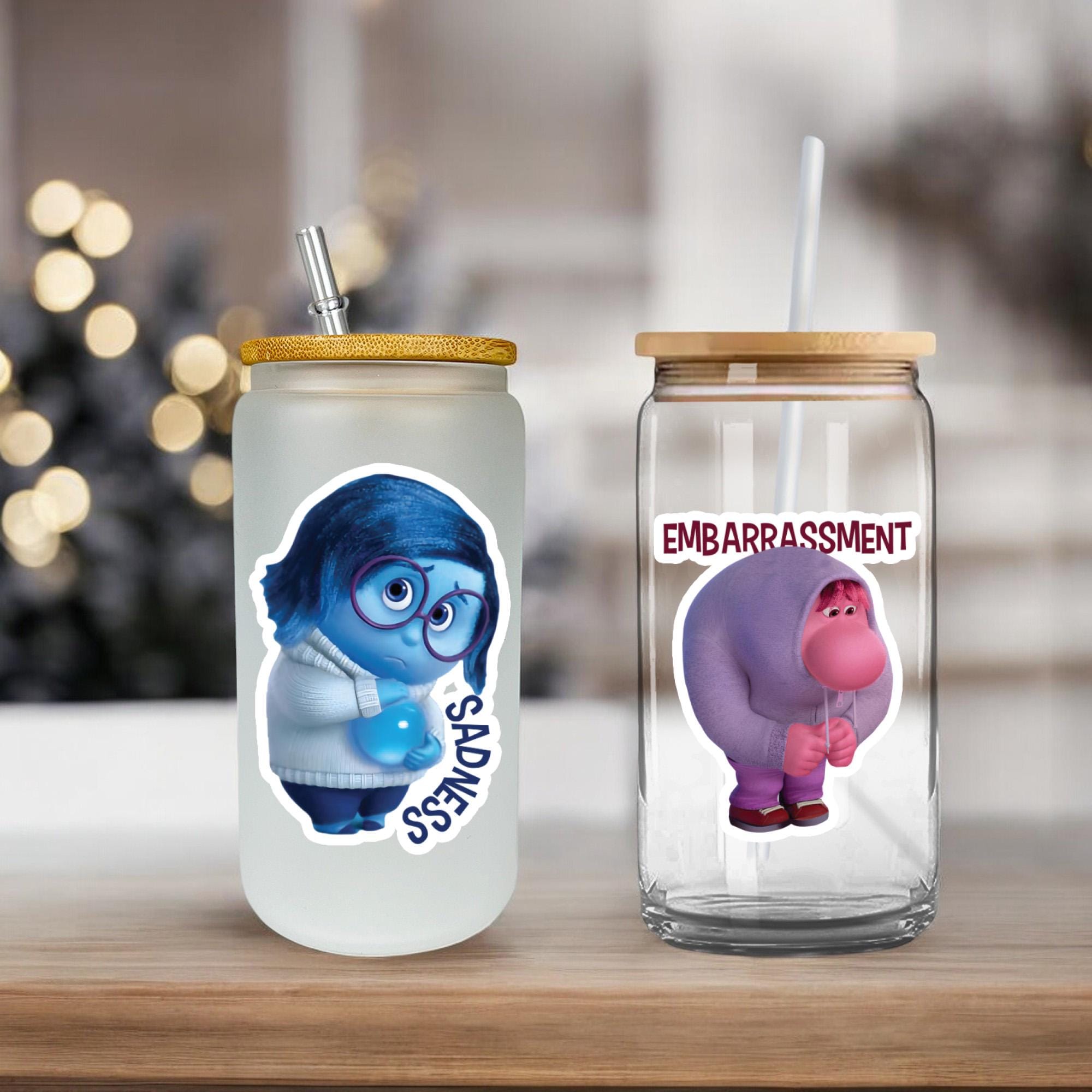 Inside Out Character Glass Cups, Christmas Gifts, Holiday Cup Gifts ...