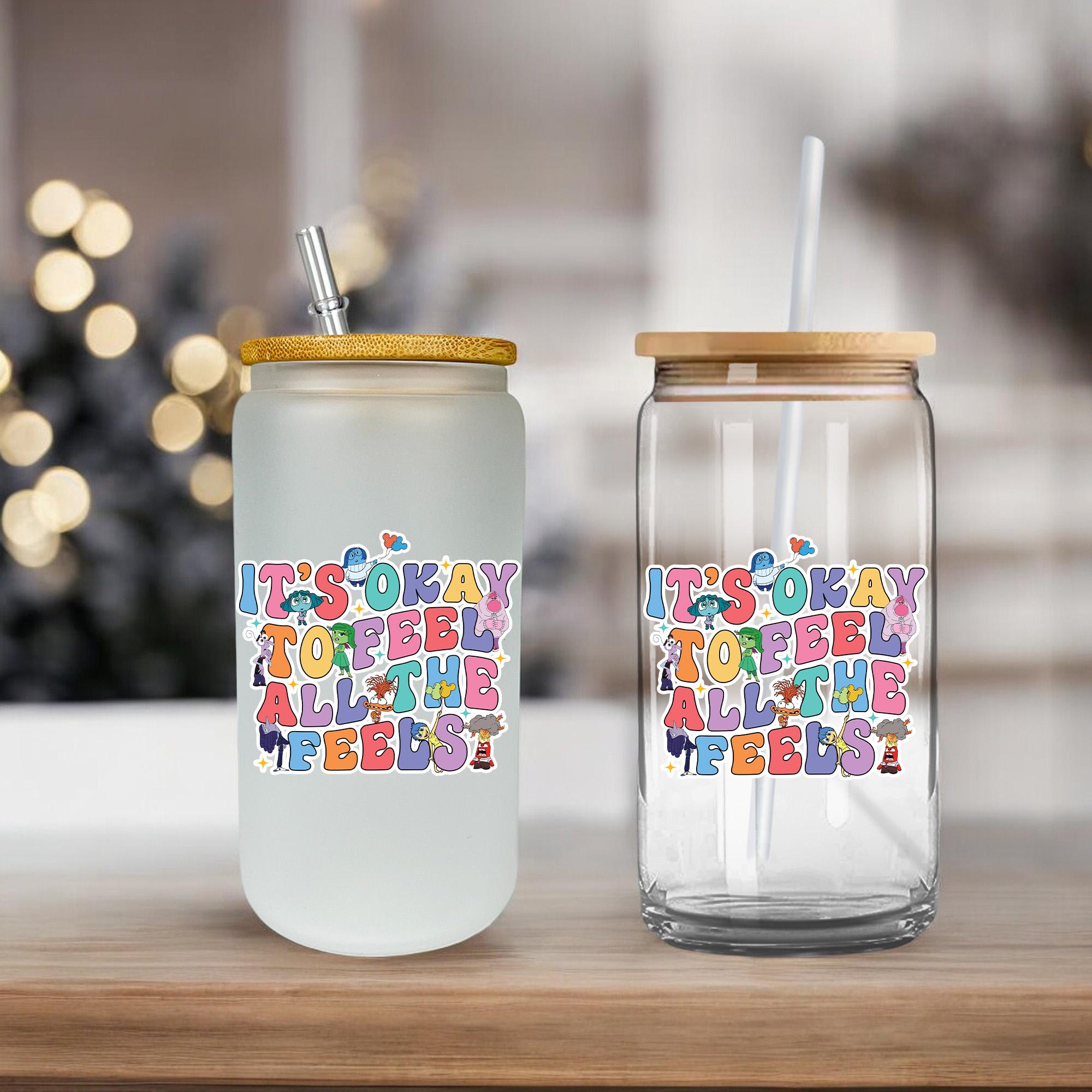 Disney Inside Out Glass Can, Inside Out 16 Oz Drinking Glass Cups ...