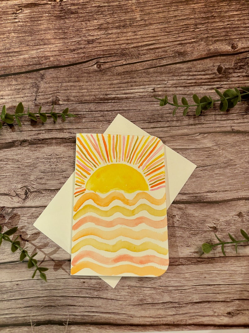 Hand Painted Sunshine Watercolor Cards, Boho Cards, Watercolor Cards ...