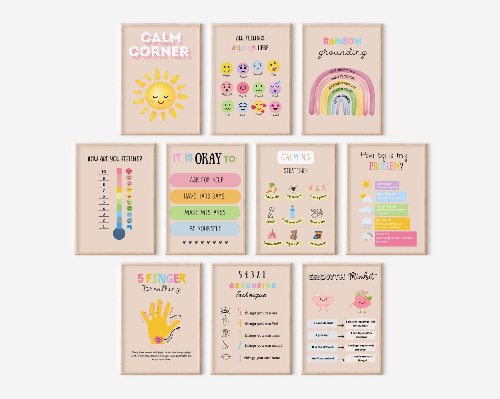 Calm Corner Posters Set: Mindfulness, Breathing Strategies (digital ...
