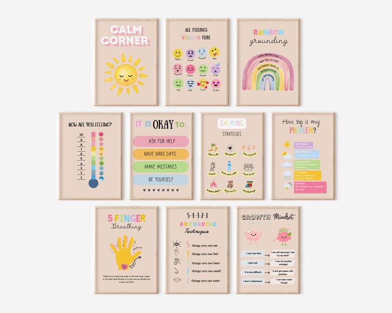 Calm Corner Posters Set: Mindfulness, Breathing Strategies (digital ...