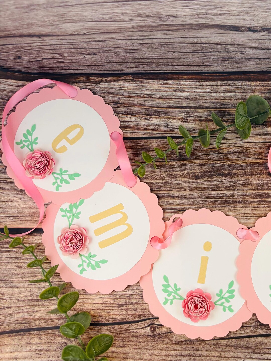 Personalized Paper Flower Banner: Custom Floral Party Decor - Etsy