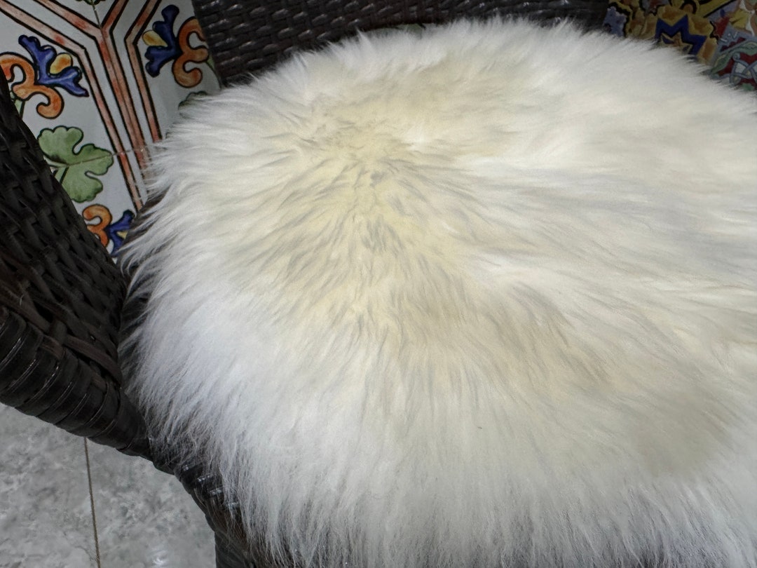 Real Natural White Sheepskin Chair Pad Winter Sheepskin Pad - Etsy
