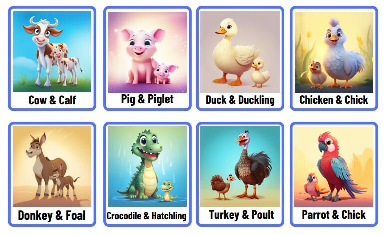 Printable Animals & Their Babies Flashcard Set - Etsy