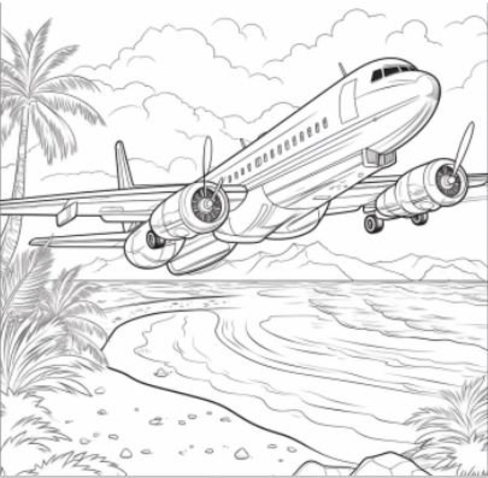 Coloring Transportation Adventures Printable Sheets of Cars, Boats ...