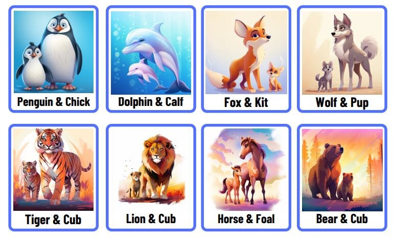 Printable Animals & Their Babies Flashcard Set - Etsy