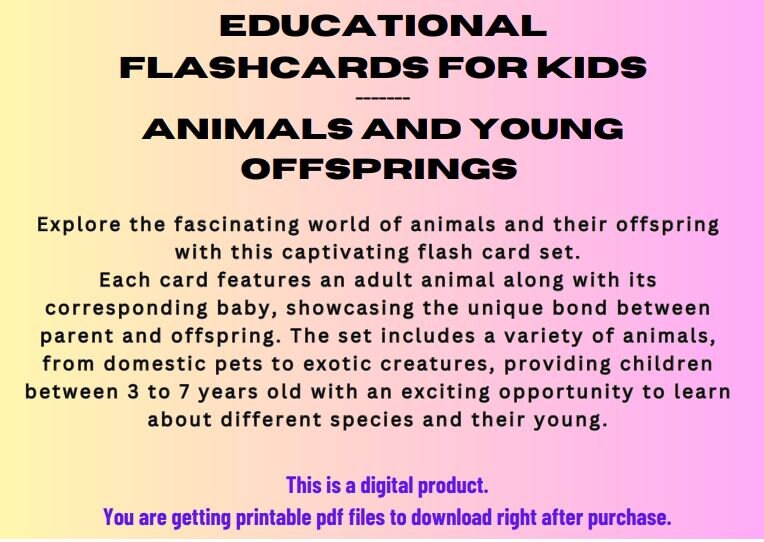 Printable Animals & Their Babies Flashcard Set - Etsy
