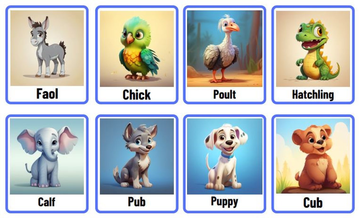 Printable Animals & Their Babies Flashcard Set - Etsy