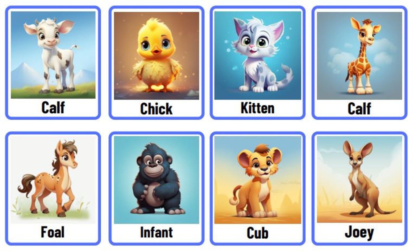 Printable Animals & Their Babies Flashcard Set - Etsy