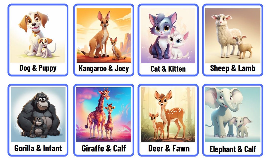 Printable Animals & Their Babies Flashcard Set - Etsy