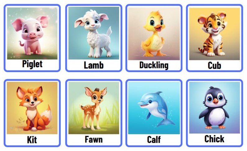 Printable Animals & Their Babies Flashcard Set - Etsy