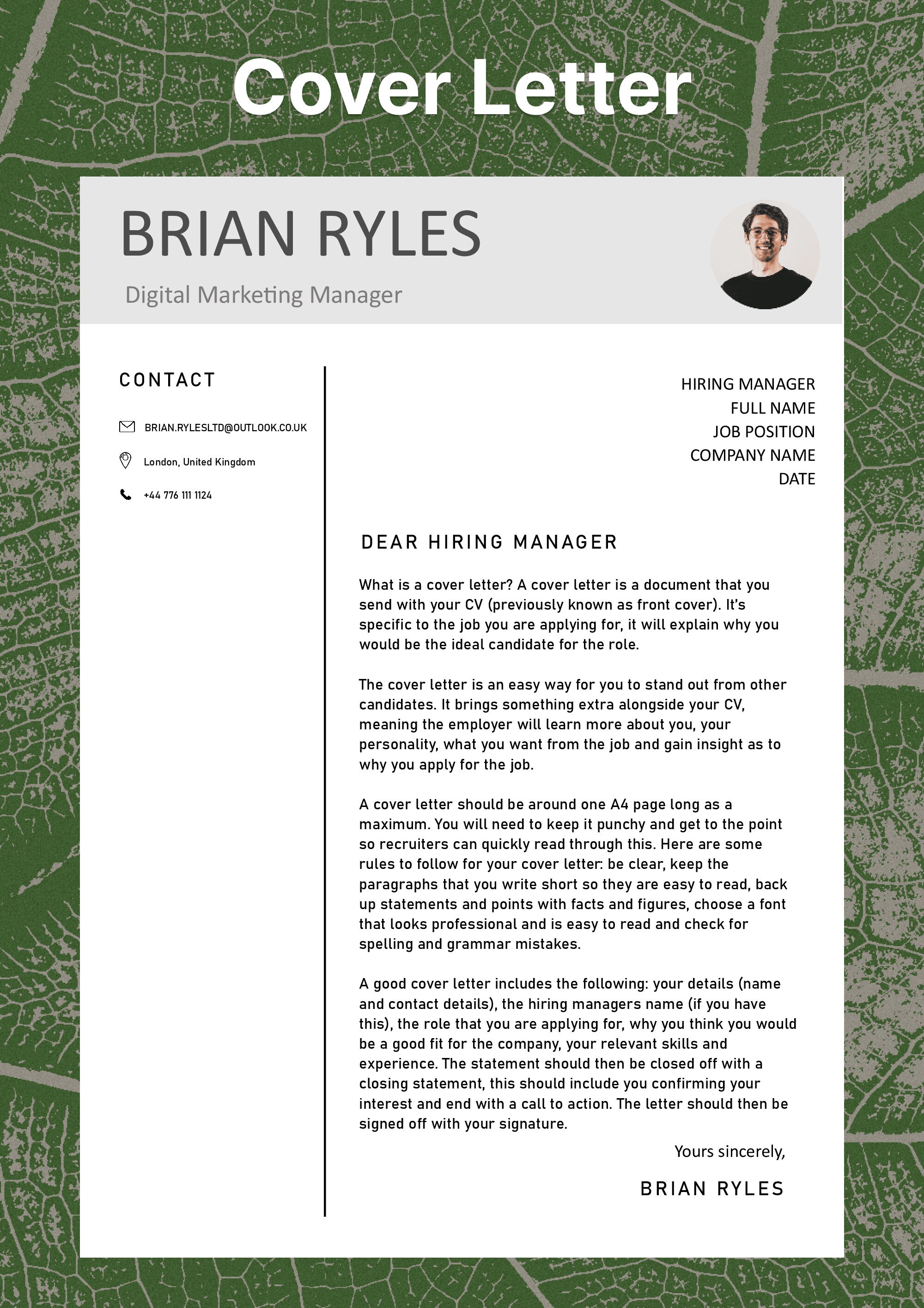 Professional CV Template for Microsoft Word With Cover Letter - Etsy