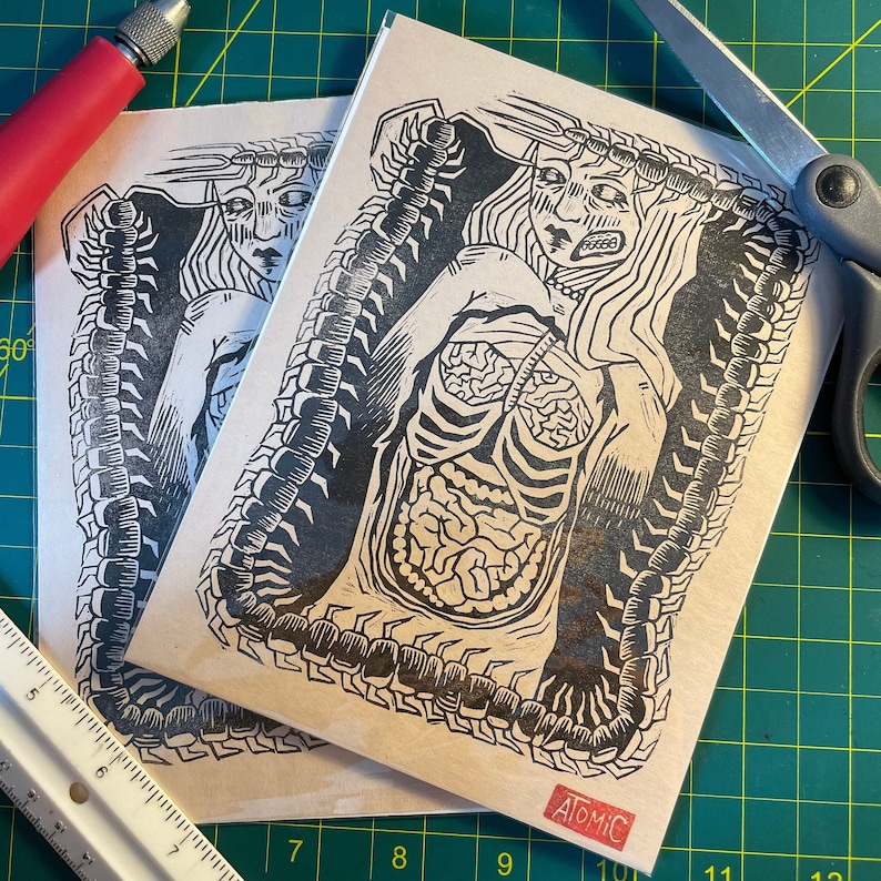 Anatomical Venus Lino Cut Print | Living Dead Girl | Zombie Aesthetic ...