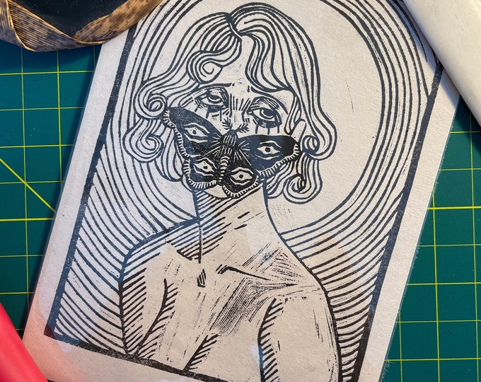 Vintage Flapper Inspired Lino Cut Print | Horror Inspired | 1920s ...