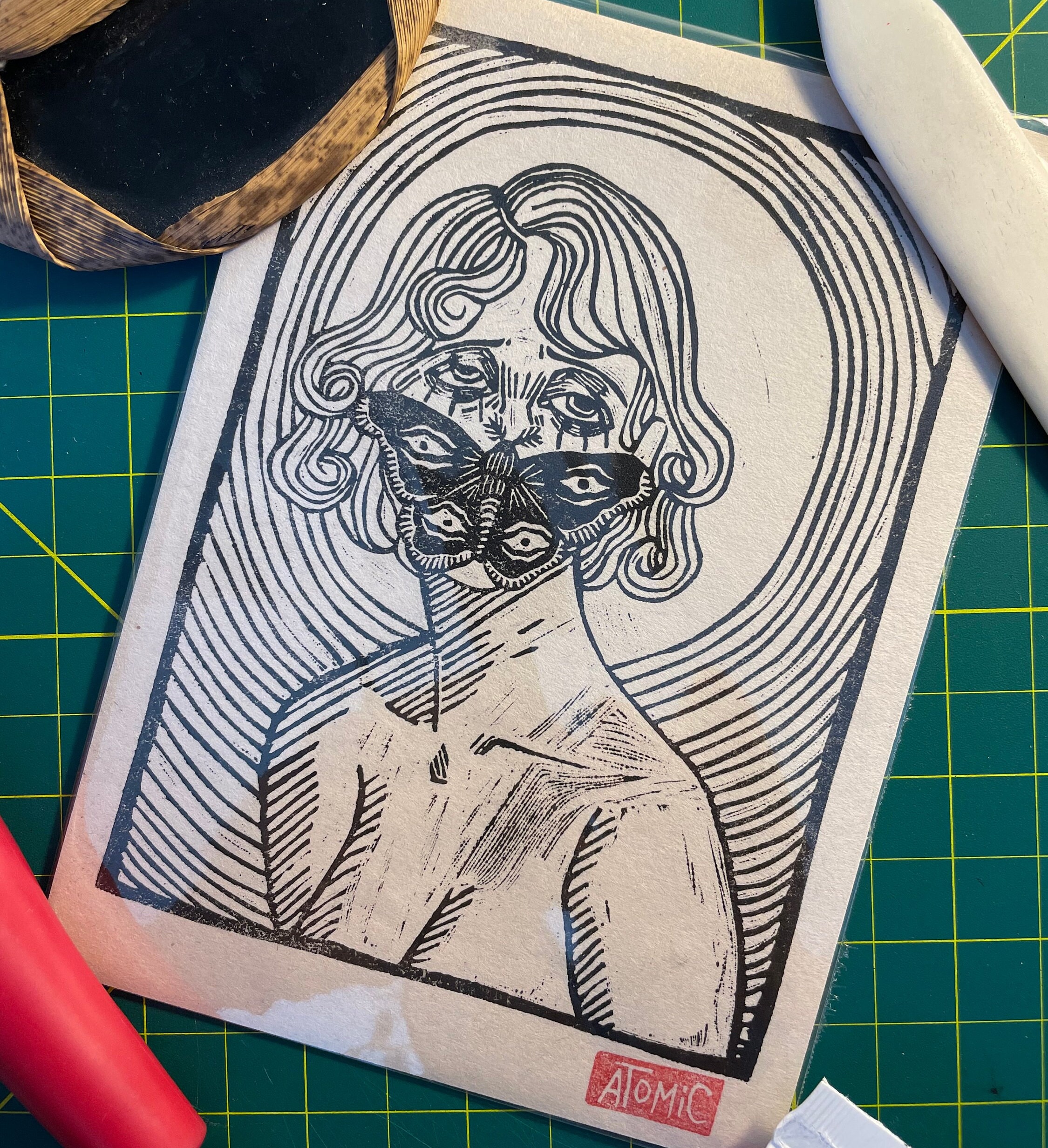 Vintage Flapper Inspired Lino Cut Print | Horror Inspired | 1920s ...