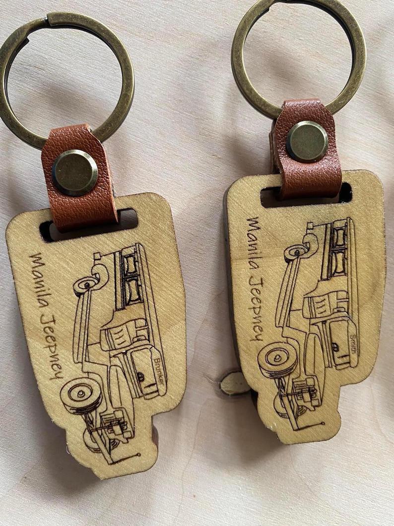 Philippine Flag & Jeepney Key Chains Engraved in Wood | Filipino ...