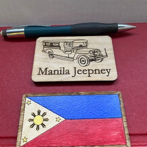 Philippine Flag & Jeepney Key Chains Engraved in Wood | Filipino ...