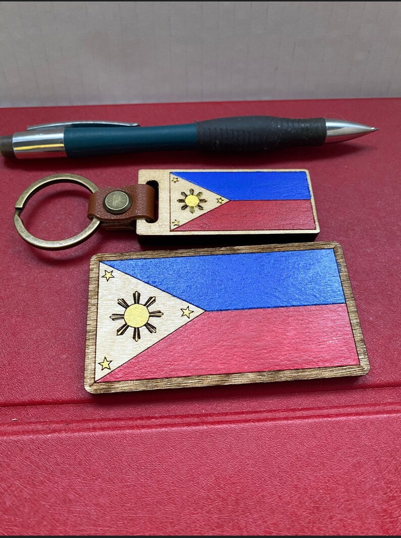 Philippine Flag & Jeepney Key Chains Engraved in Wood | Filipino ...