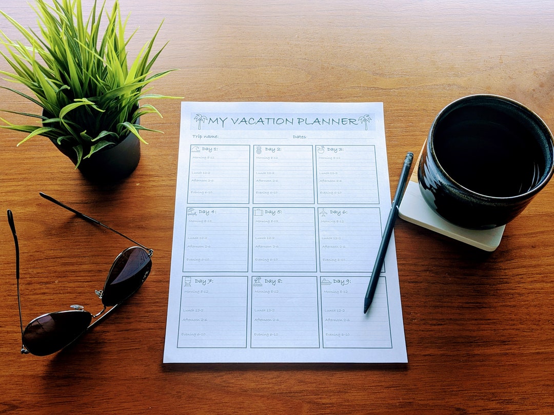 Vacation Planner Printable, Instant Download, Daily Hourly Activities ...