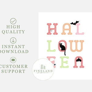 Printable Halloween Gallery Wall for Girl's Room | Pink and Orange ...