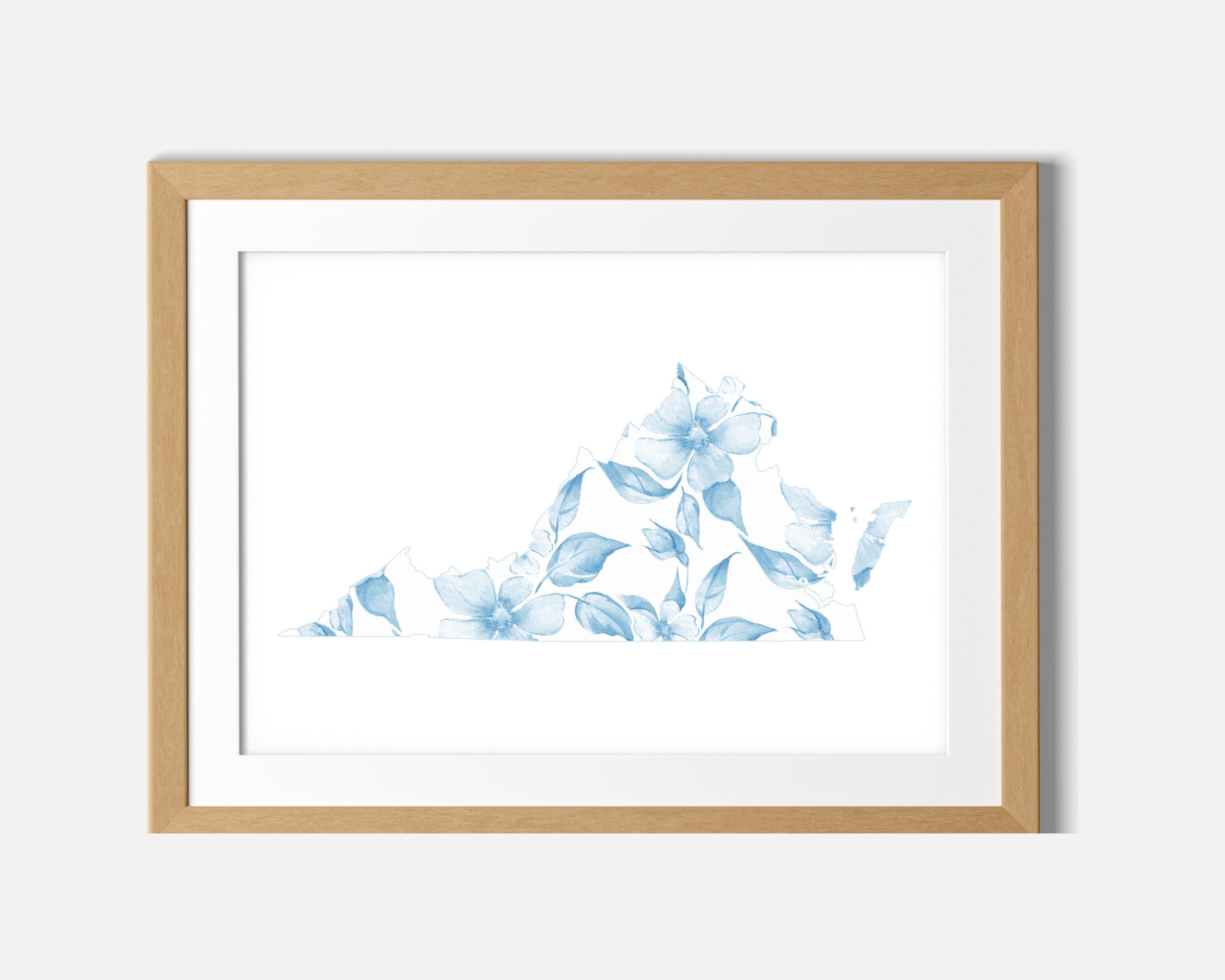 Floral Virginia Wall Art Printable | Blue VA DIY Art | Girl Nursery ...