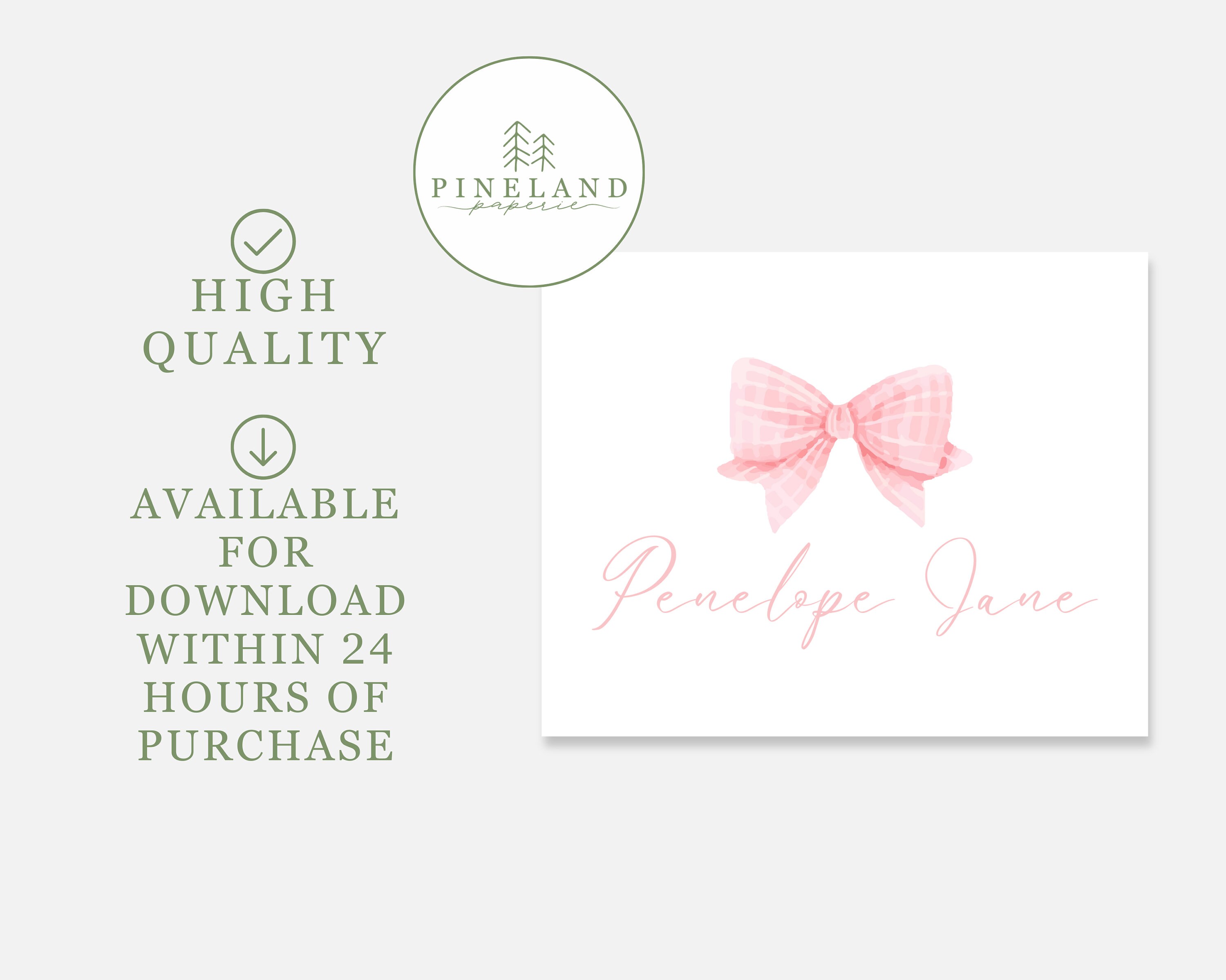 Personalized Baby Girl Nursery Printable With Bow | Pink Nursery ...