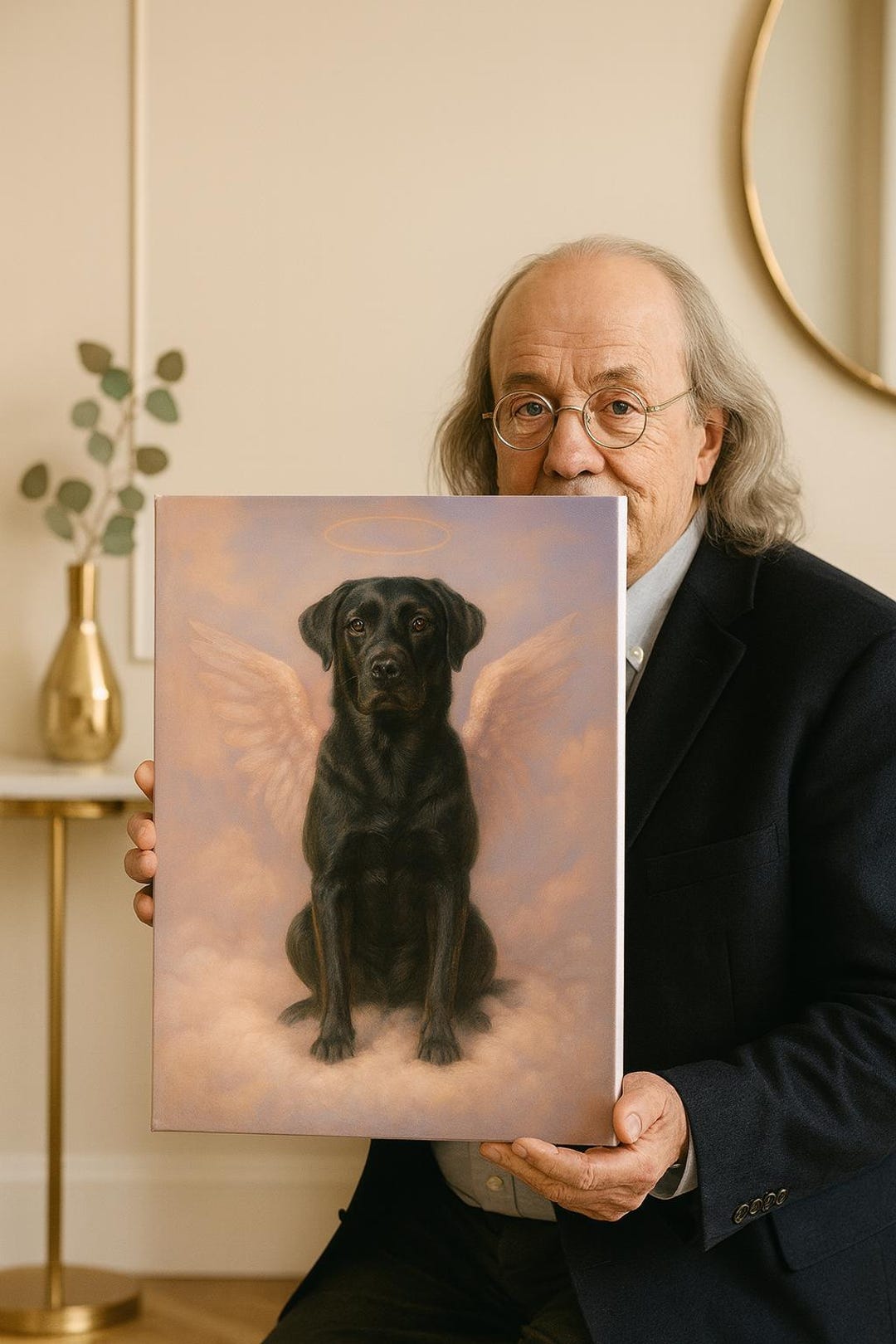 Celestial Angel Pet Portrait | Custom Pet Memorial Canvas | Majestic ...