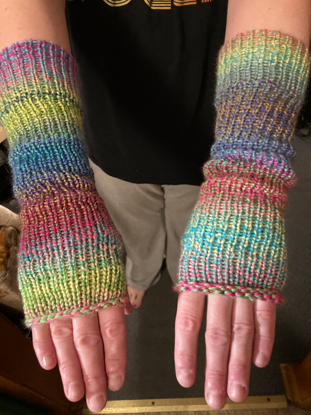 Rainbow LONG Fingerless Arm Warmers/mittens - Etsy