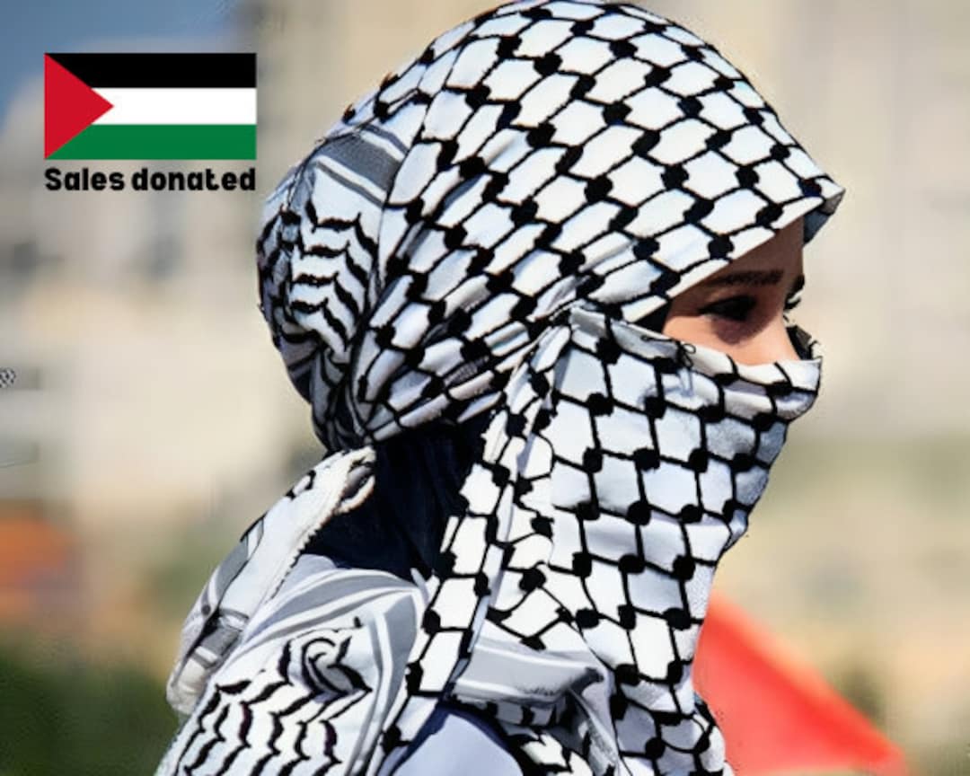 Palestine Scarf Keffiyeh Traditional Fishnet Pattern Shemagh ...