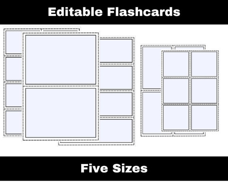 Editable Flashcards Flashcard Templates Dotted Lines - Etsy Australia