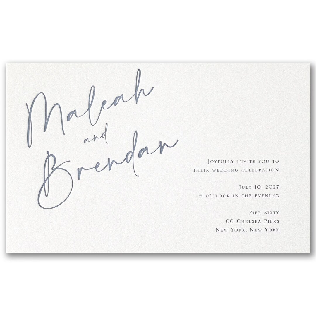 Letterpress Modern Minimalist Wedding Invitation Suite Extra Large ...