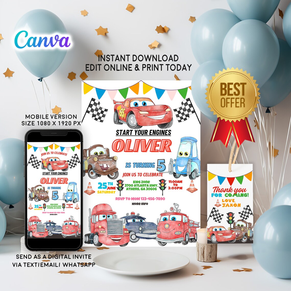 Invitación de cumpleaños de Cars, fiesta de cumpleaños de Cars ...