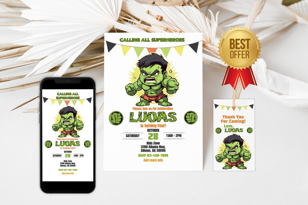 Editable Digital Invitation, Super Hero Birthday Invitation, Printable ...