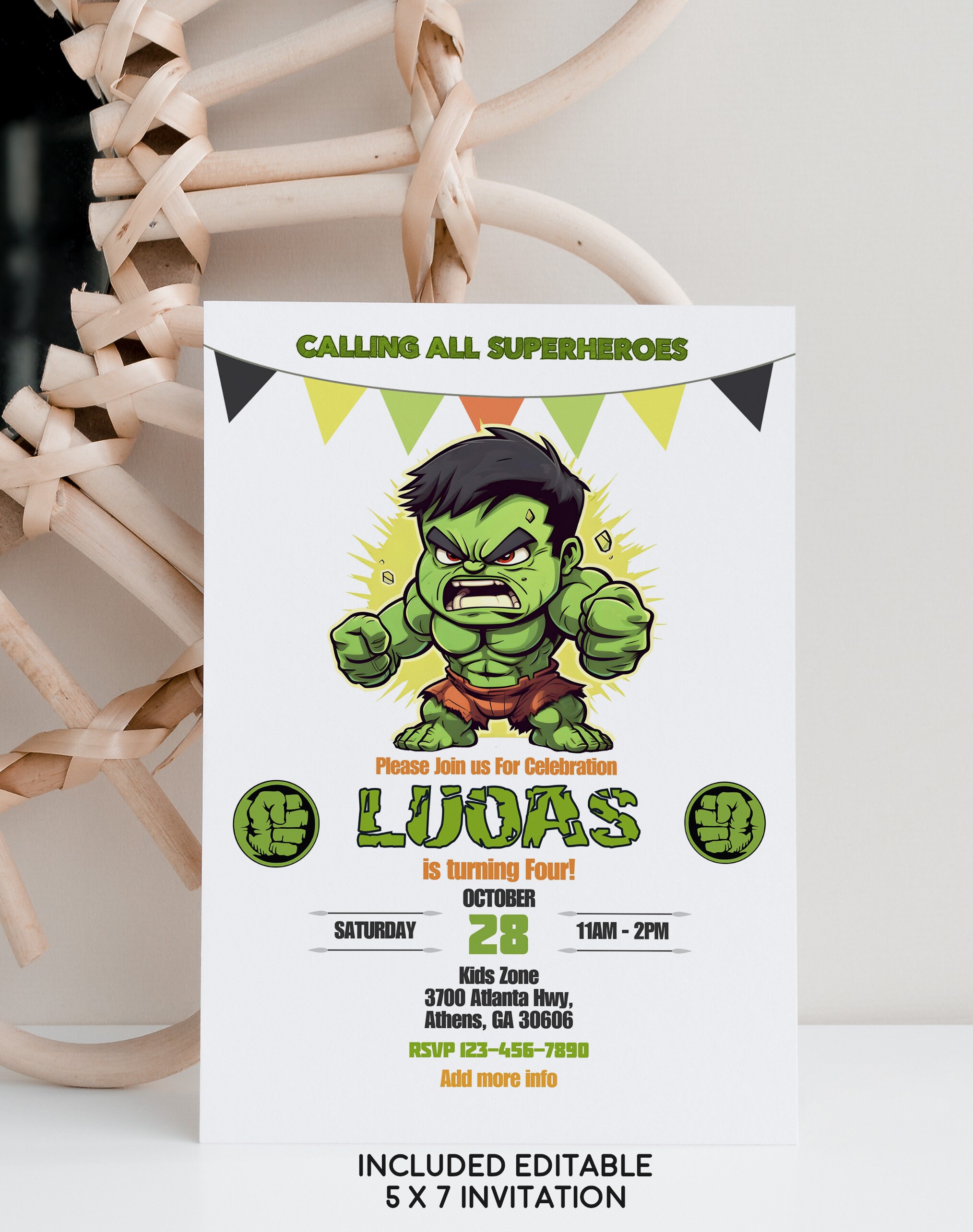 Editable Digital Invitation, Super Hero Birthday Invitation, Printable ...
