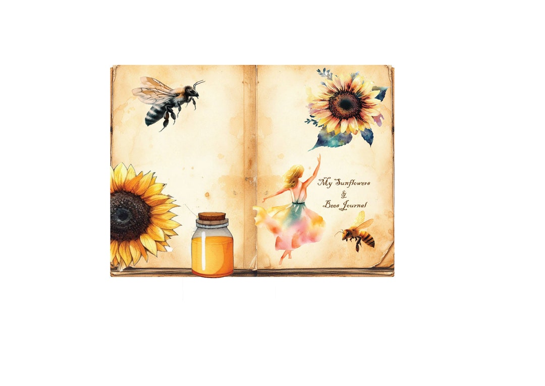 Sunflowers & Bees Hardcover Journal, Sunflower and Bees Hardcover Diary ...