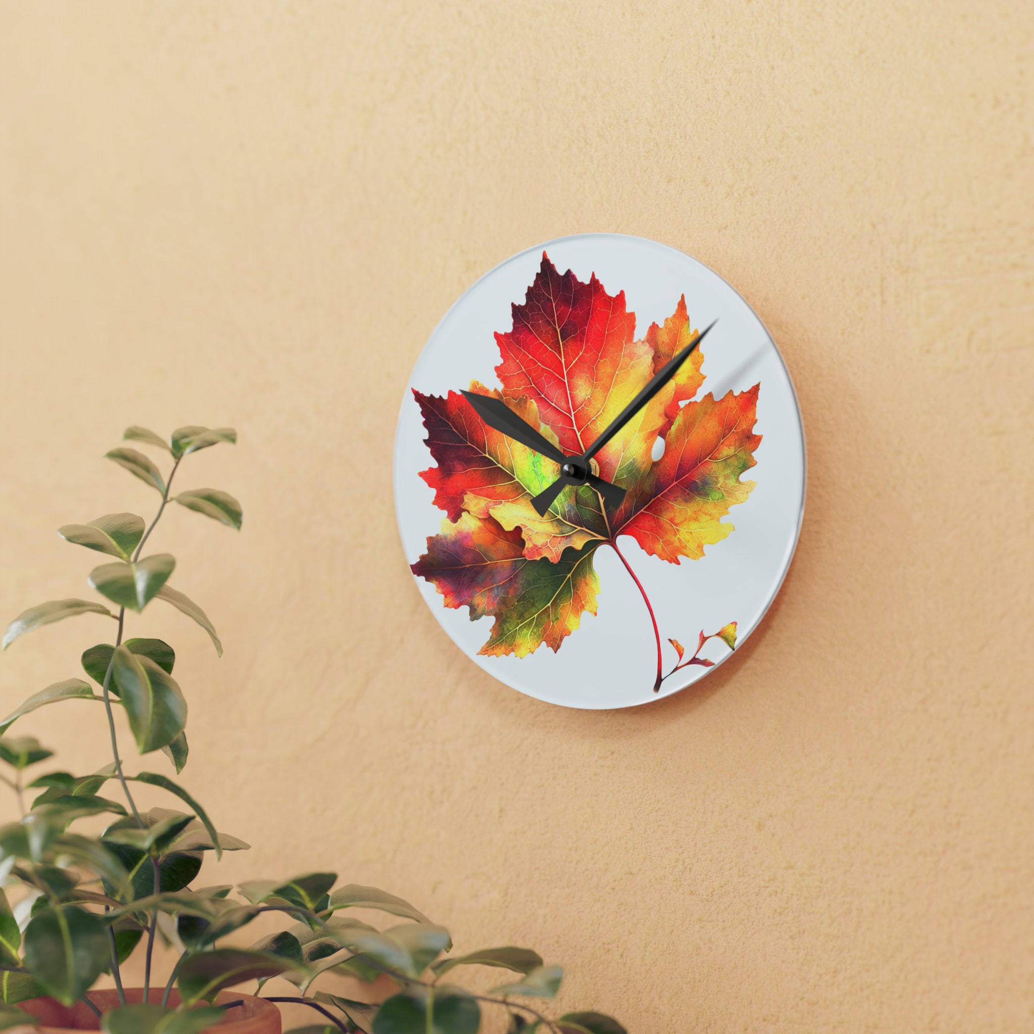 Aspen Leaf Acrylic Wall Clock, Fall Wall Clock - Etsy