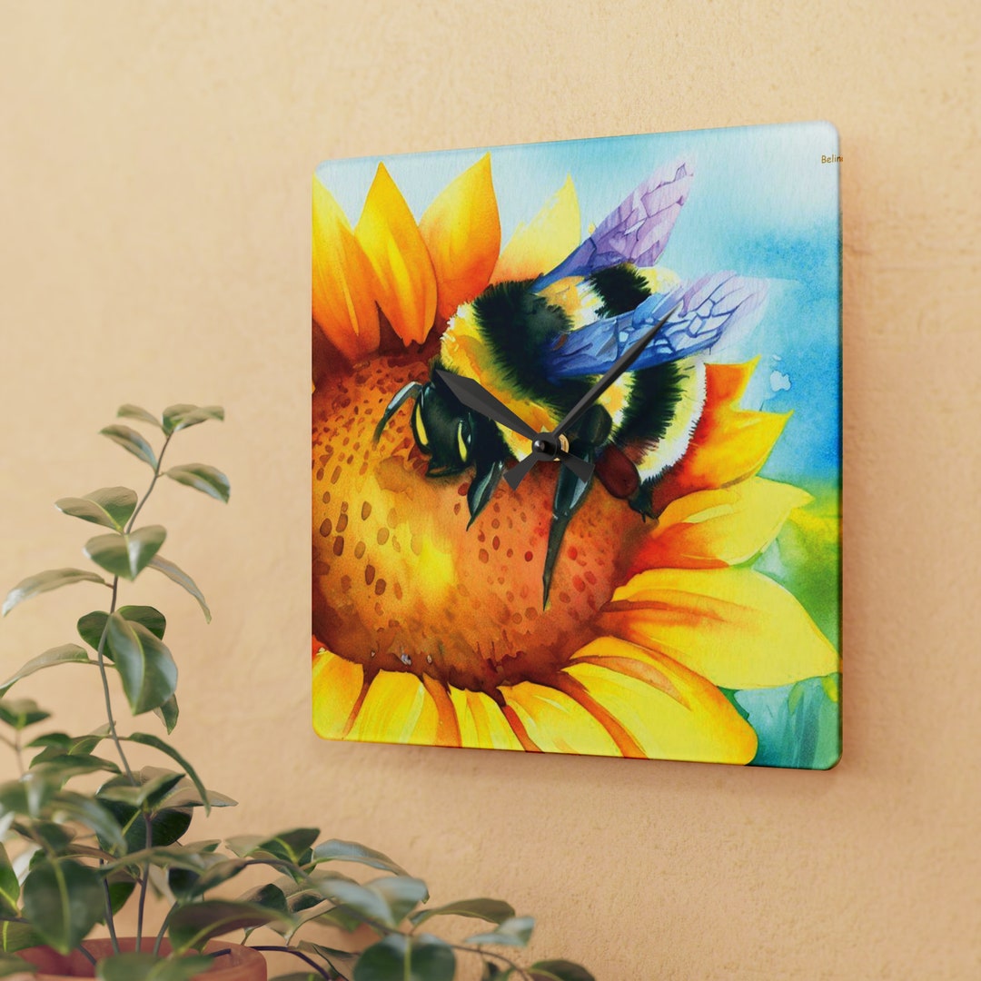 Sunny Buzz - Acrylic Bumble Bee Wall Clock - Etsy
