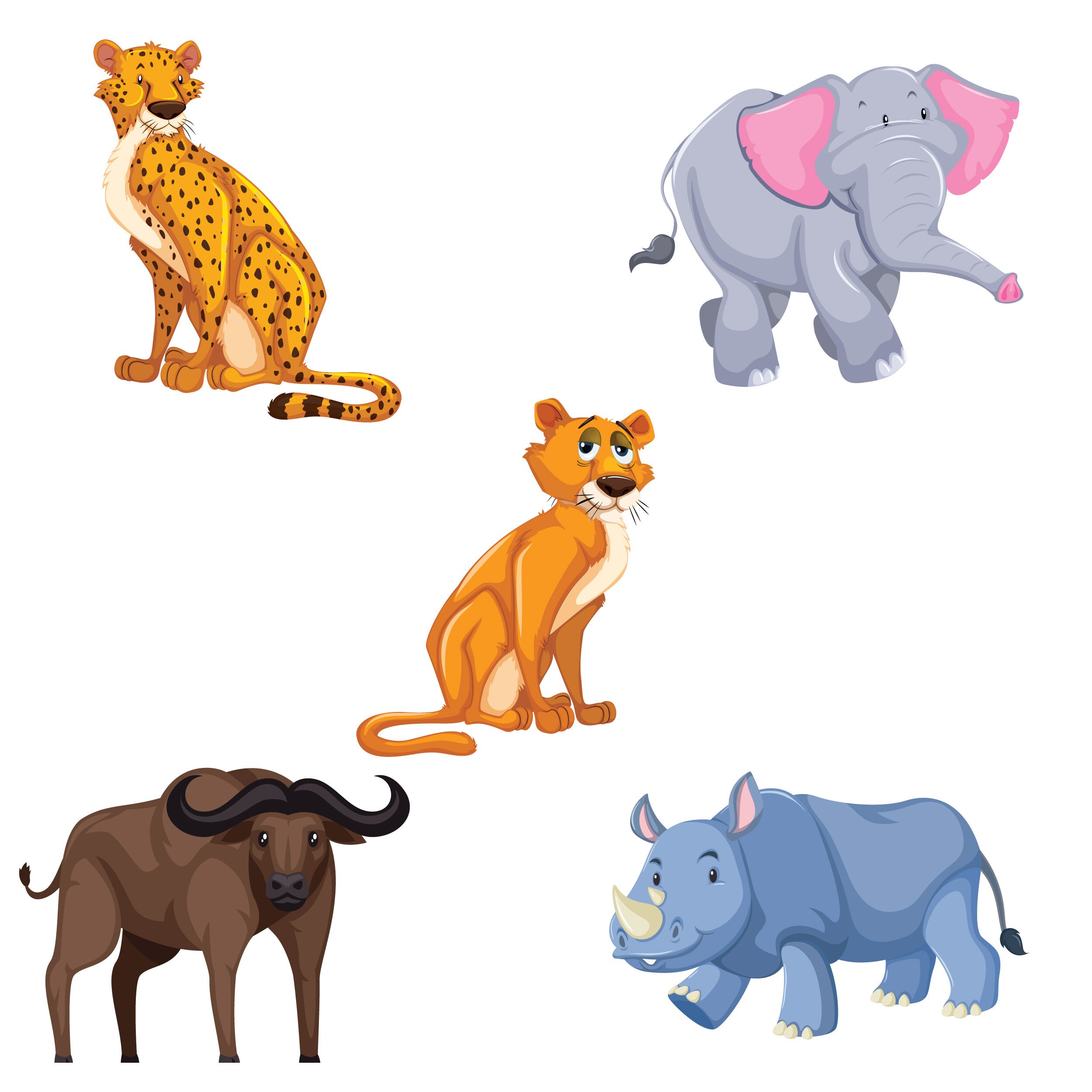 The Big Five Listening Series Elephant, Rhino, Leopard, Rhino, African ...