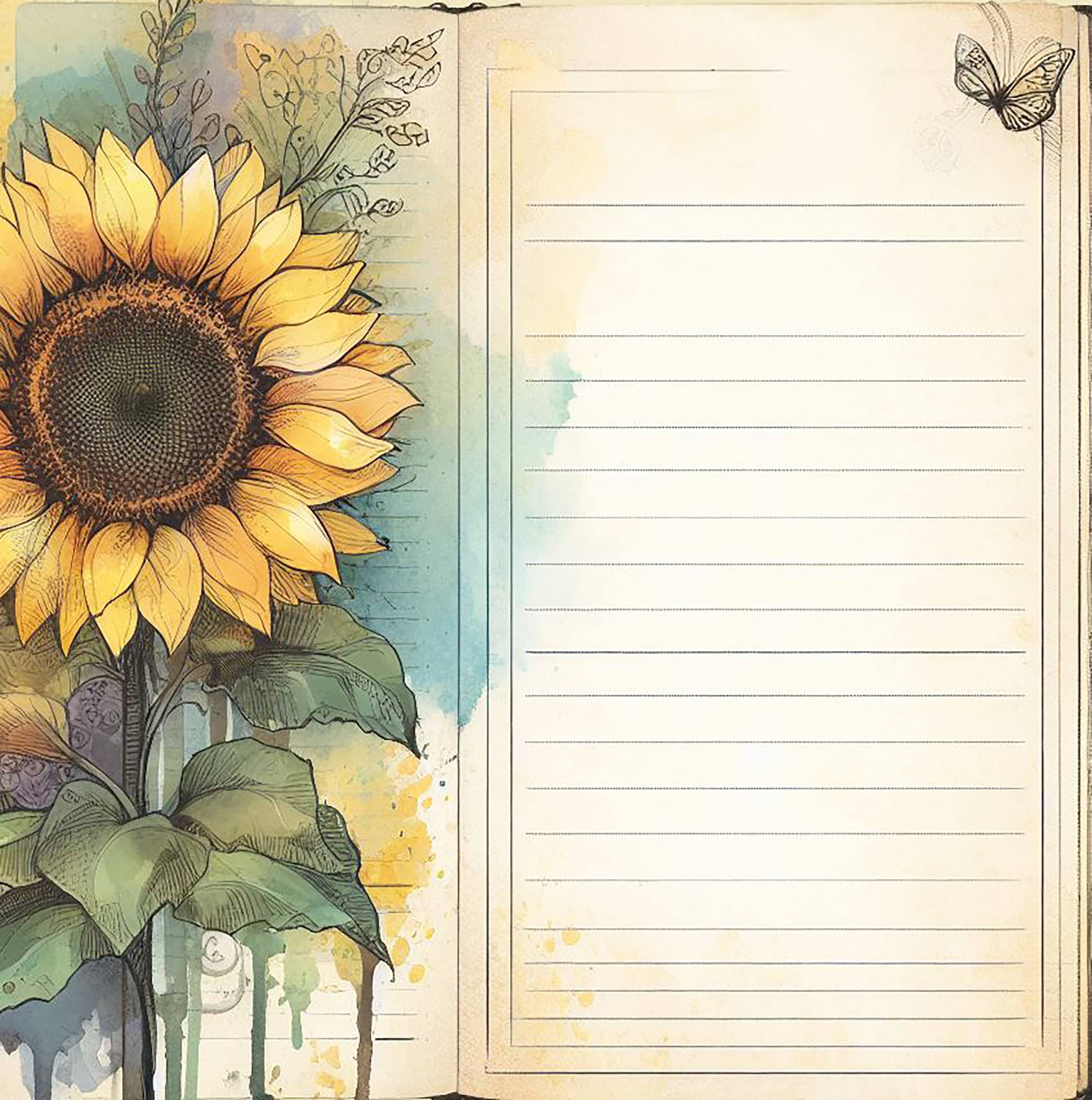 Sunflowers & Bees Hardcover Journal, Sunflower and Bees Hardcover Diary ...