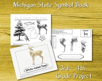Michigan Flag Craft, Kids Printable Craft Template, Michigan State ...