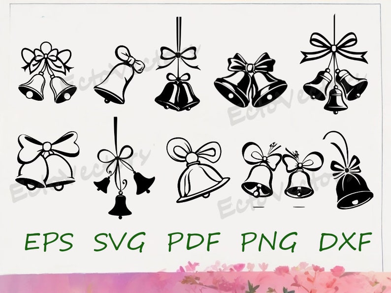 Collection of 10 Bell Designs, Wedding Bells Christmas Bells, Instant ...