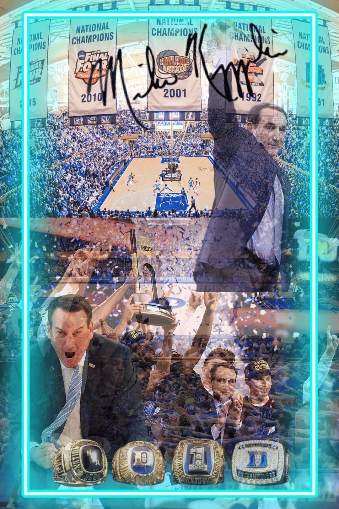 Legacy of the Blue Devils: Coach K Duke Basketball Art - Etsy