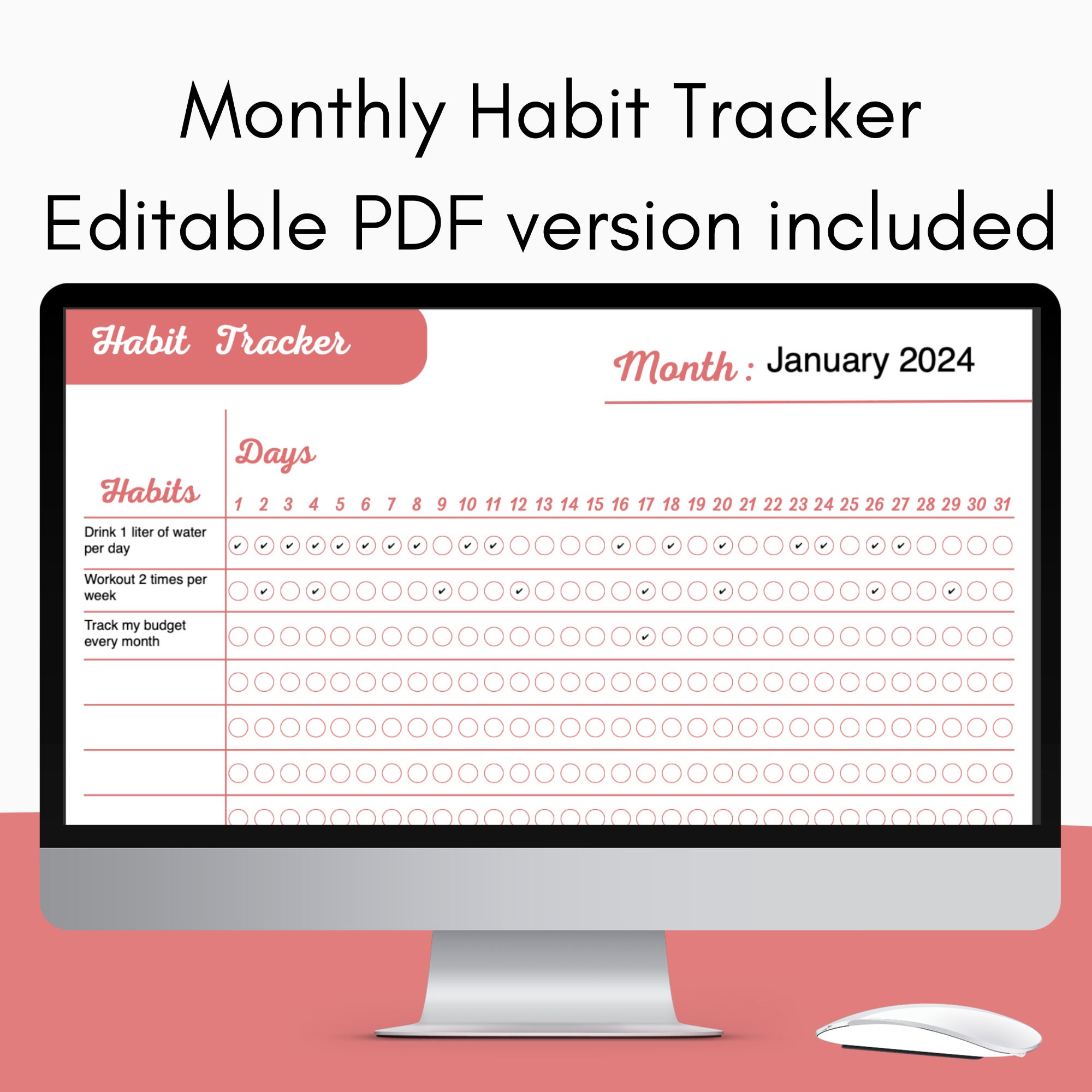 Habit Tracker Printable Monthly Habit Tracker Template Routine Tracker ...