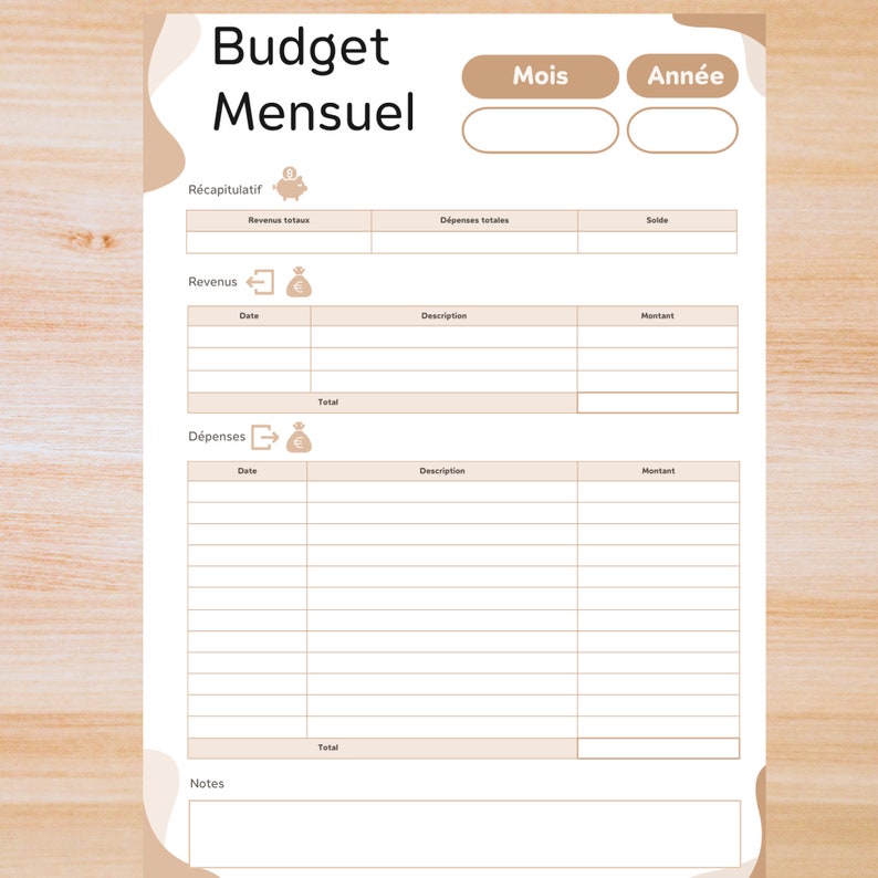 Monthly Budget Planner French Version Printable Instant Download PDF ...