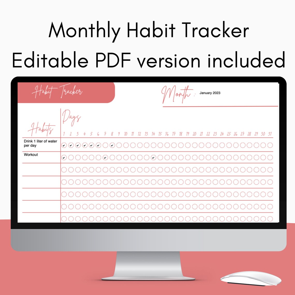 Habit Tracker Printable Monthly Habit Tracker Template Routine Tracker ...