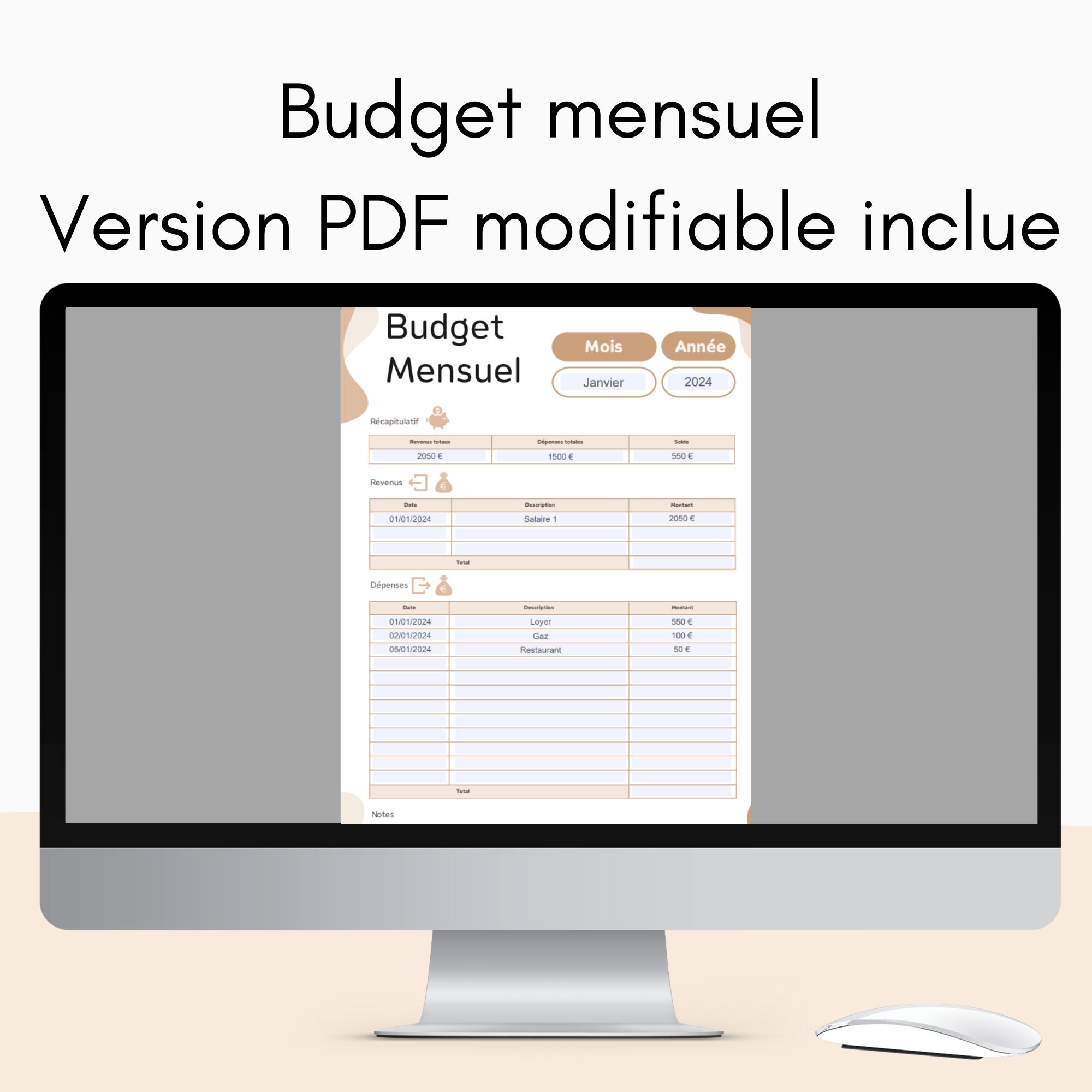 Monthly Budget Planner, French Version, Printable, Instant Download PDF ...