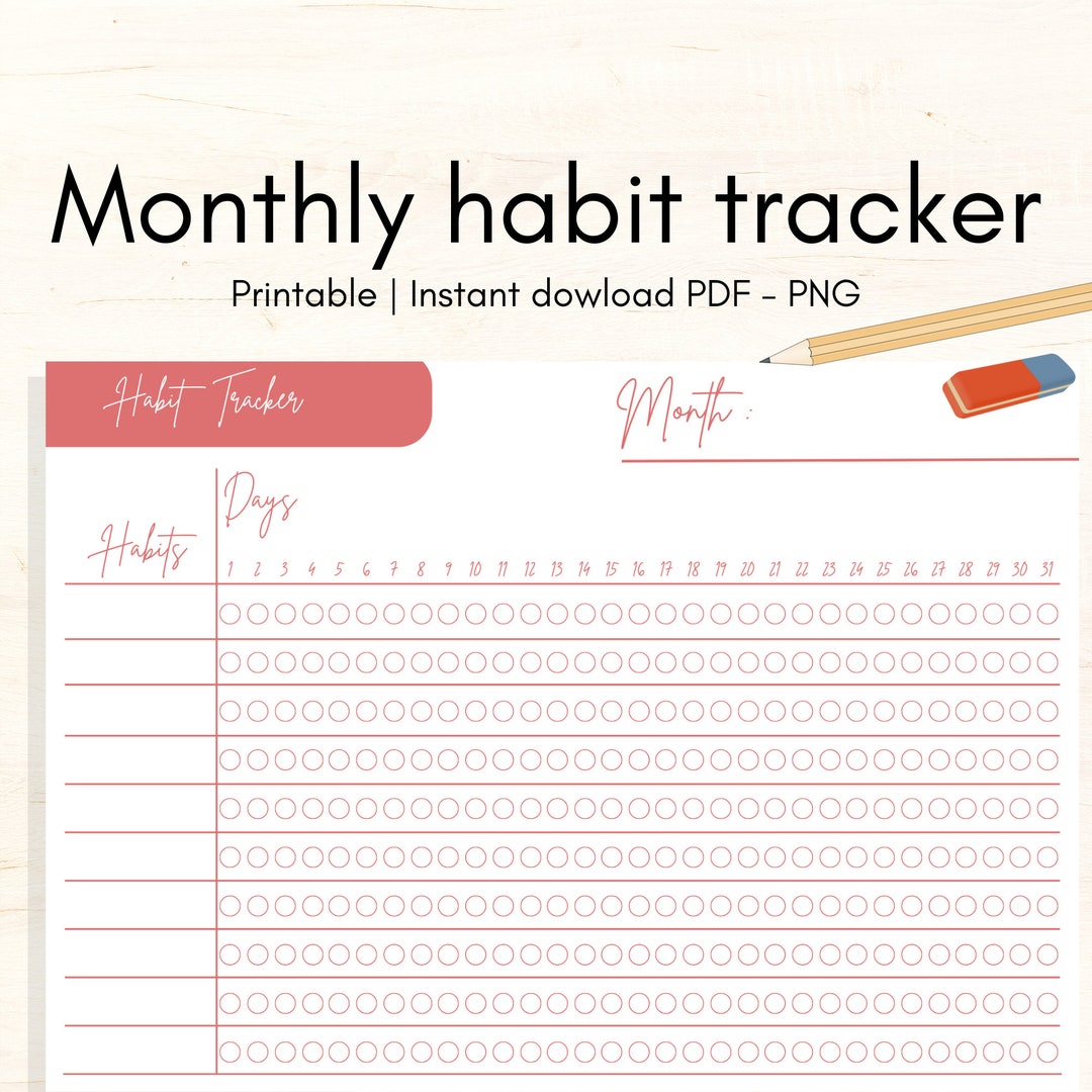 Habit Tracker Printable Monthly Habit Tracker Template Routine Tracker ...